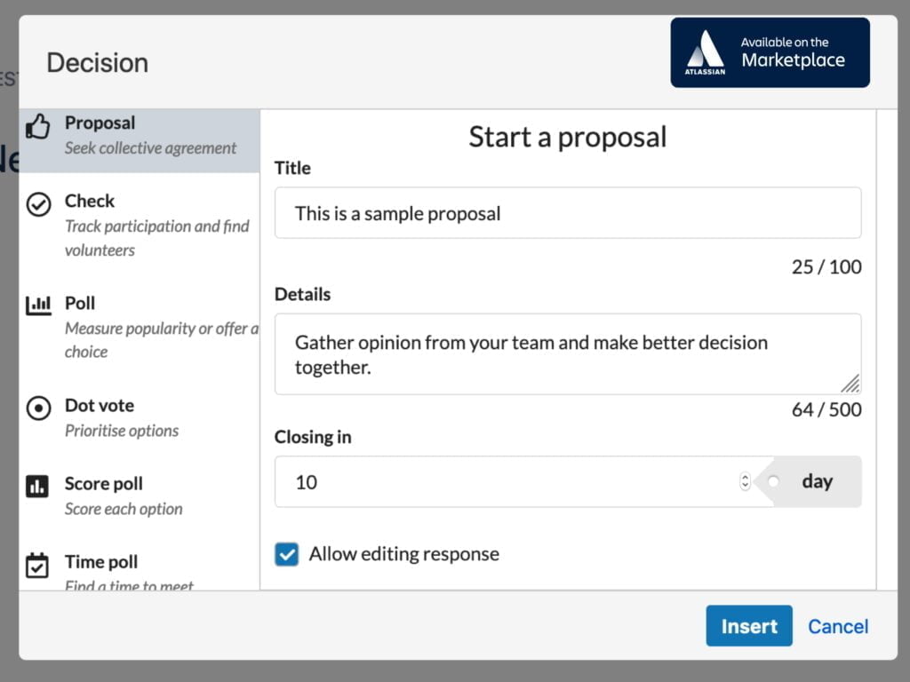Polls and votes for Confluence