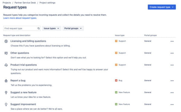 Issue type and request type in Jira Service Management (JSM)